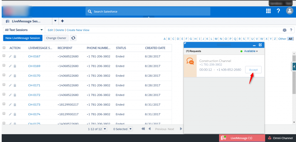 Salesforce Live Message