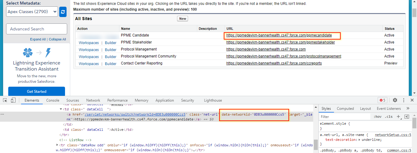 Enable the Missing Workspaces/Builder link for Communities