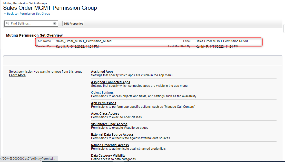 Muting permissions set in Salesforce